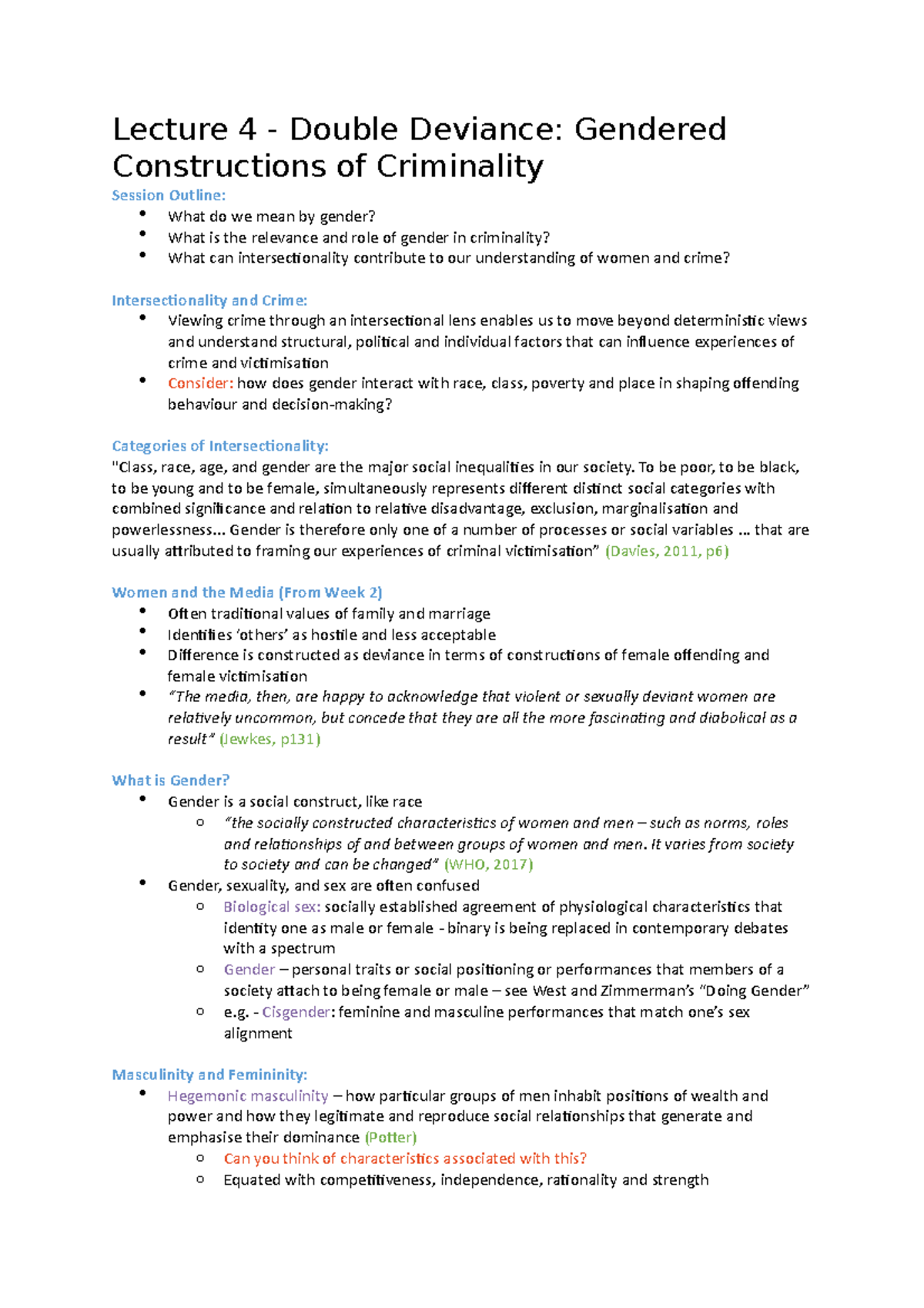 Lecture 4 - IOC - Double Deviance: Gendered Constructions of ...