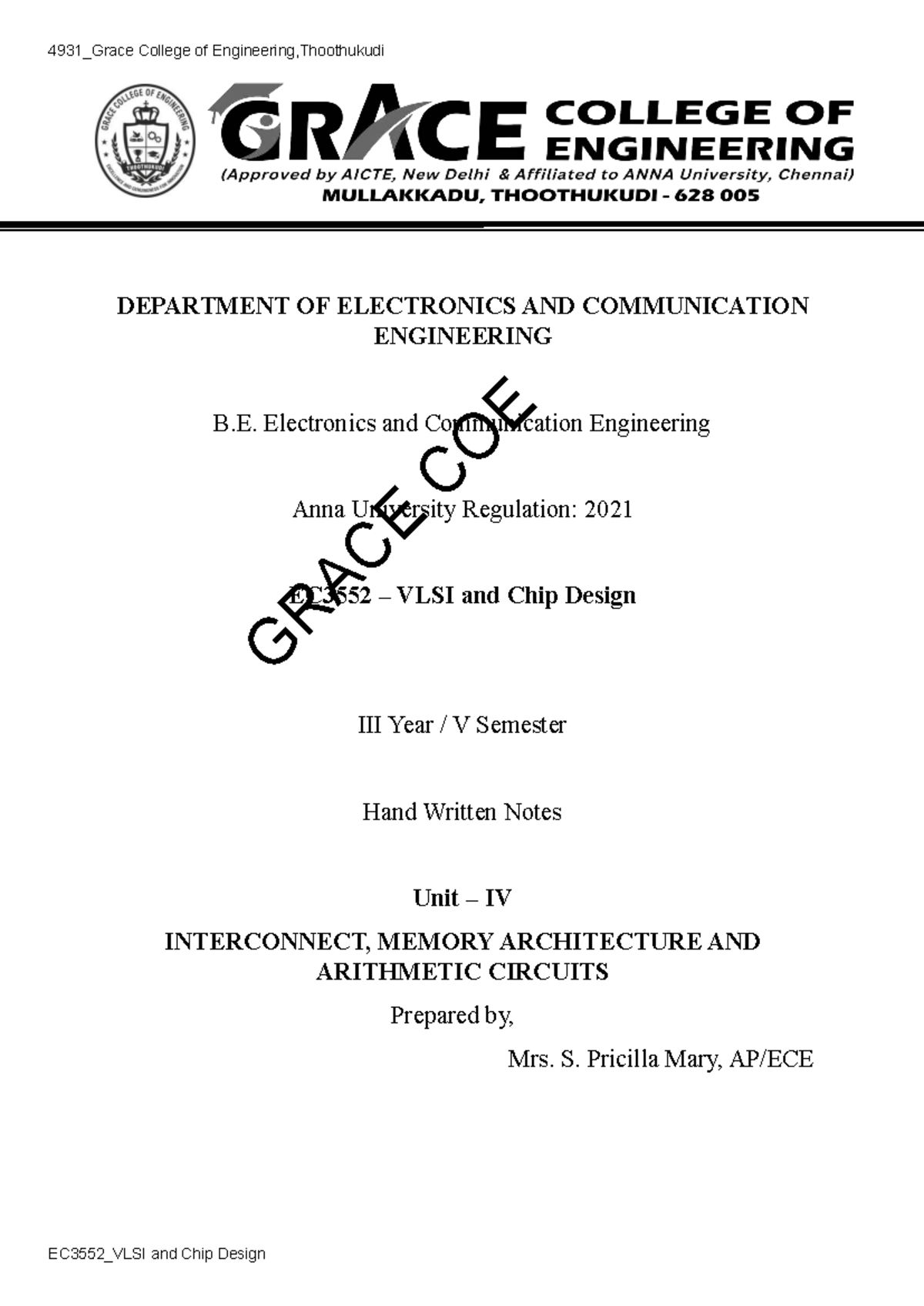 EC3552 VLSI and Chip Design Unit IV Notes - Interconnect & Memory - Studocu