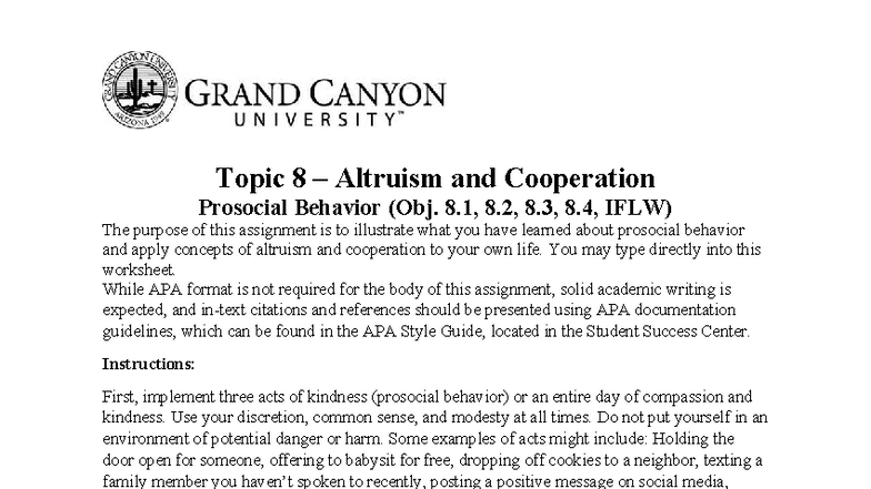 PSY-362-RS-T8-Prosocial Behavior: Altruism & Cooperation Insights - Studocu