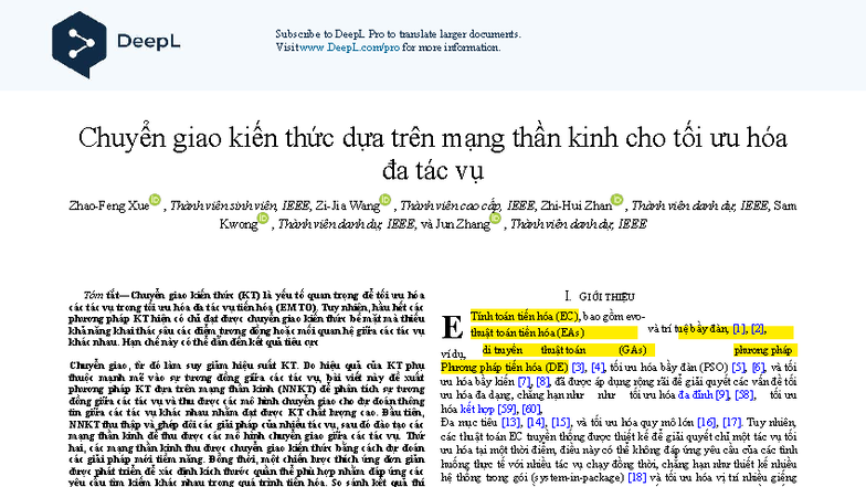 Neural Network-Based Knowledge Transfer for Multitask Optimization (NNMTO) - Studocu