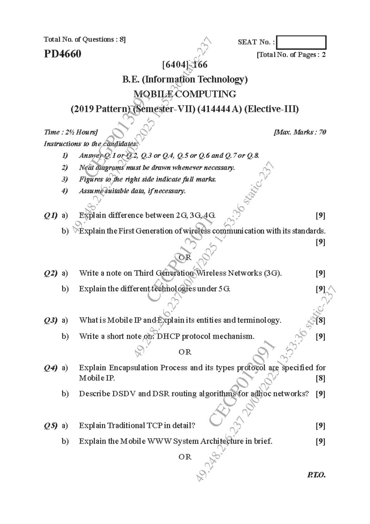 MC2 PD4660 Mobile Computing Question Paper (2019 Pattern) - Studocu