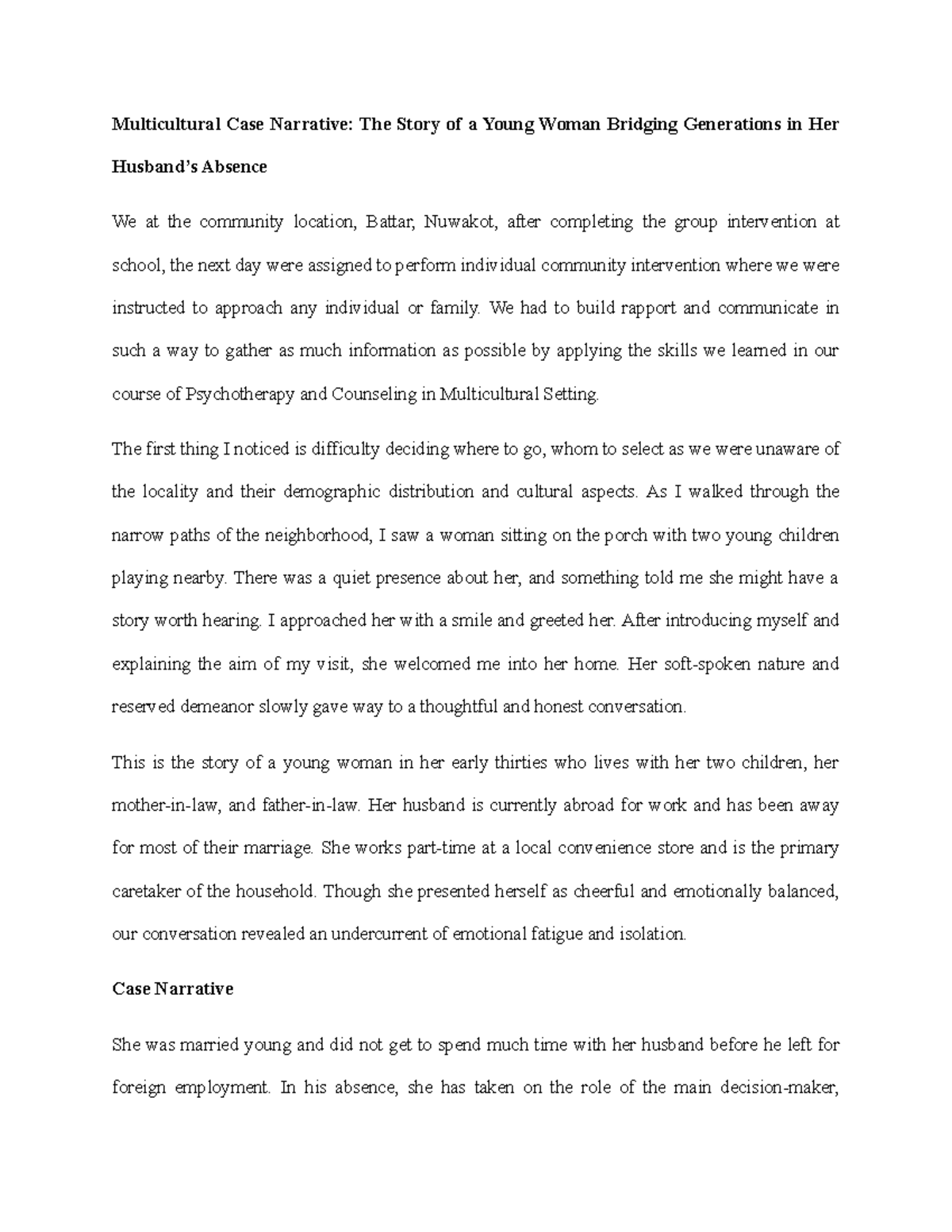 Multicultural Case Study: A Young Woman's Journey of Resilience - Studocu