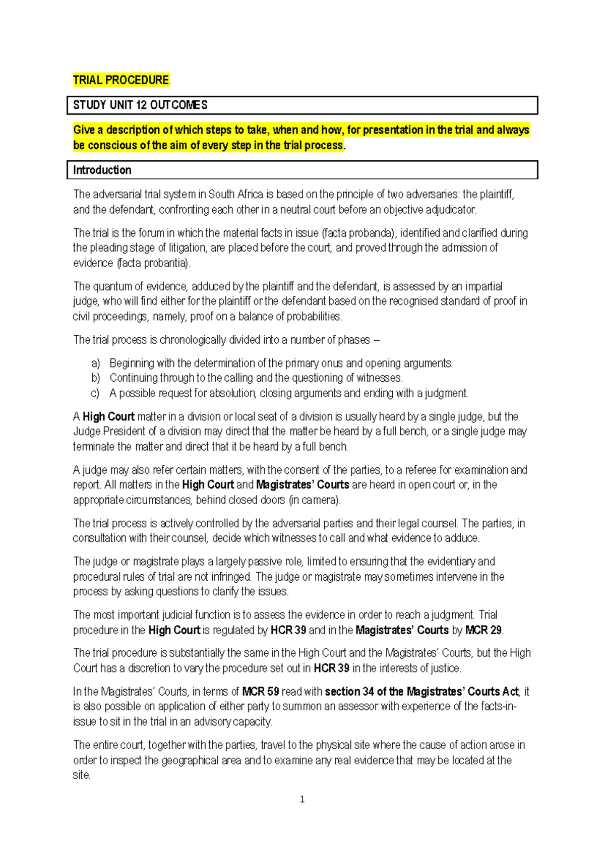 SU 11 Pre-Trial Procedure: Key Steps and Requirements for Trial ...