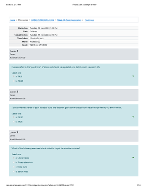 Pre-Final Exam Attempt review - Home / My courses / UGRD-PHYED6101 ...