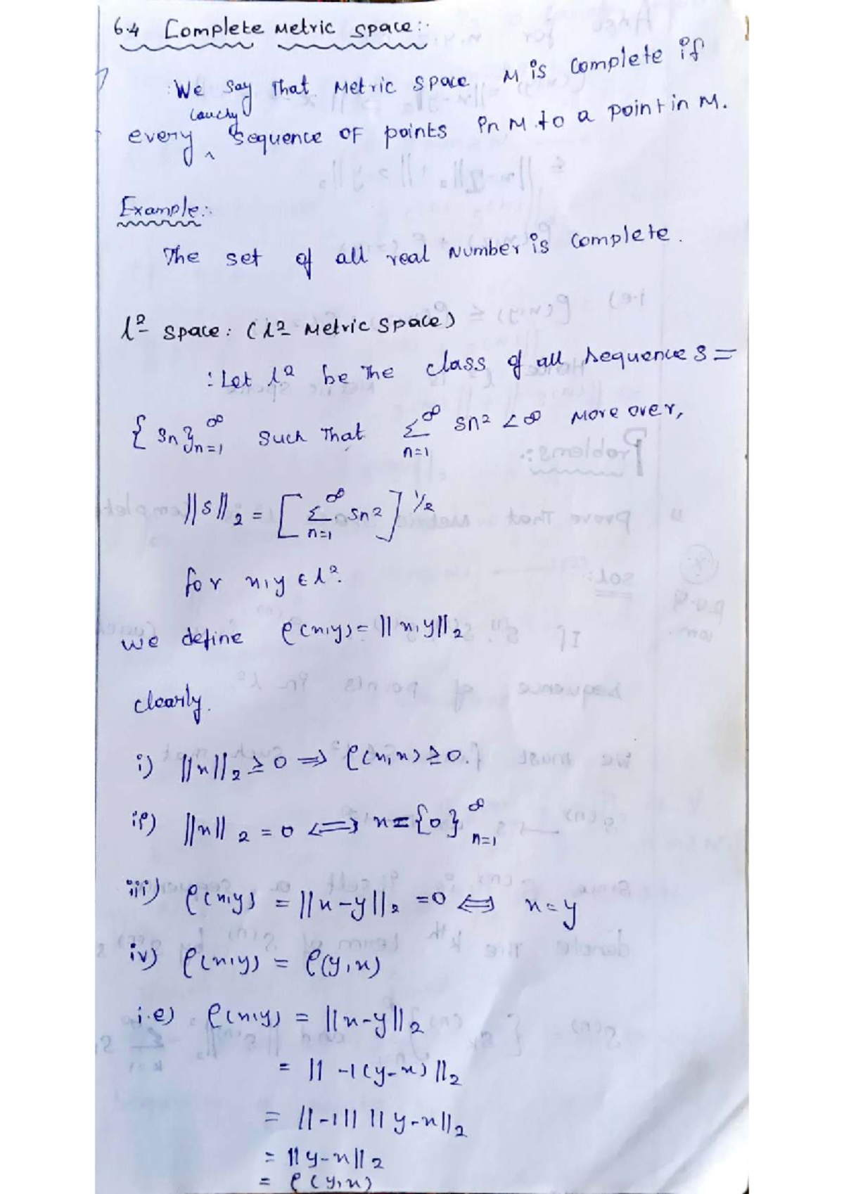B.Sc Mathematics Final Year - Real Analysis: Complete Metric & ℓ² Space ...