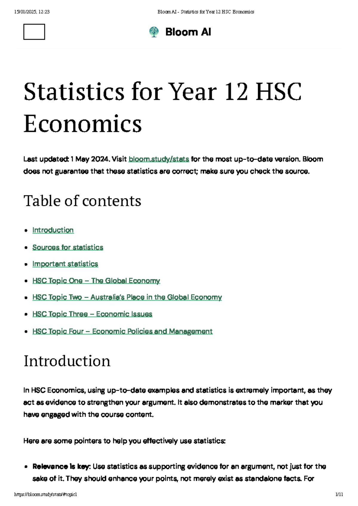 Statistics for Year 12 HSC Economics - Visit bloom/stats for the most ...