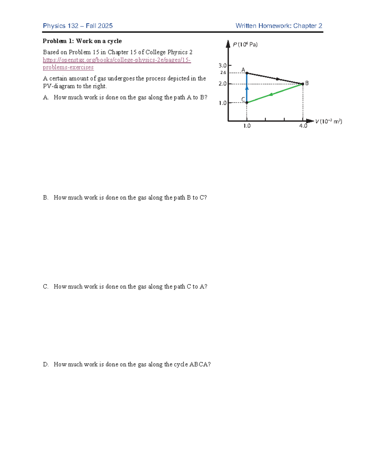 Physics 132 Fall 2025 Written Homework: Chapter 2 Problems Overview ...