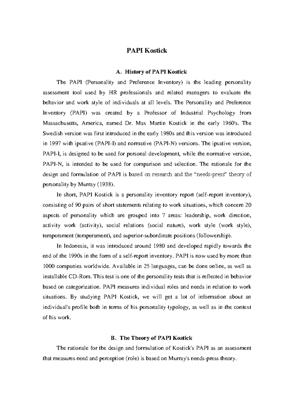 PAPI Kostick: Comprehensive Overview of Personality Assessment Tool ...