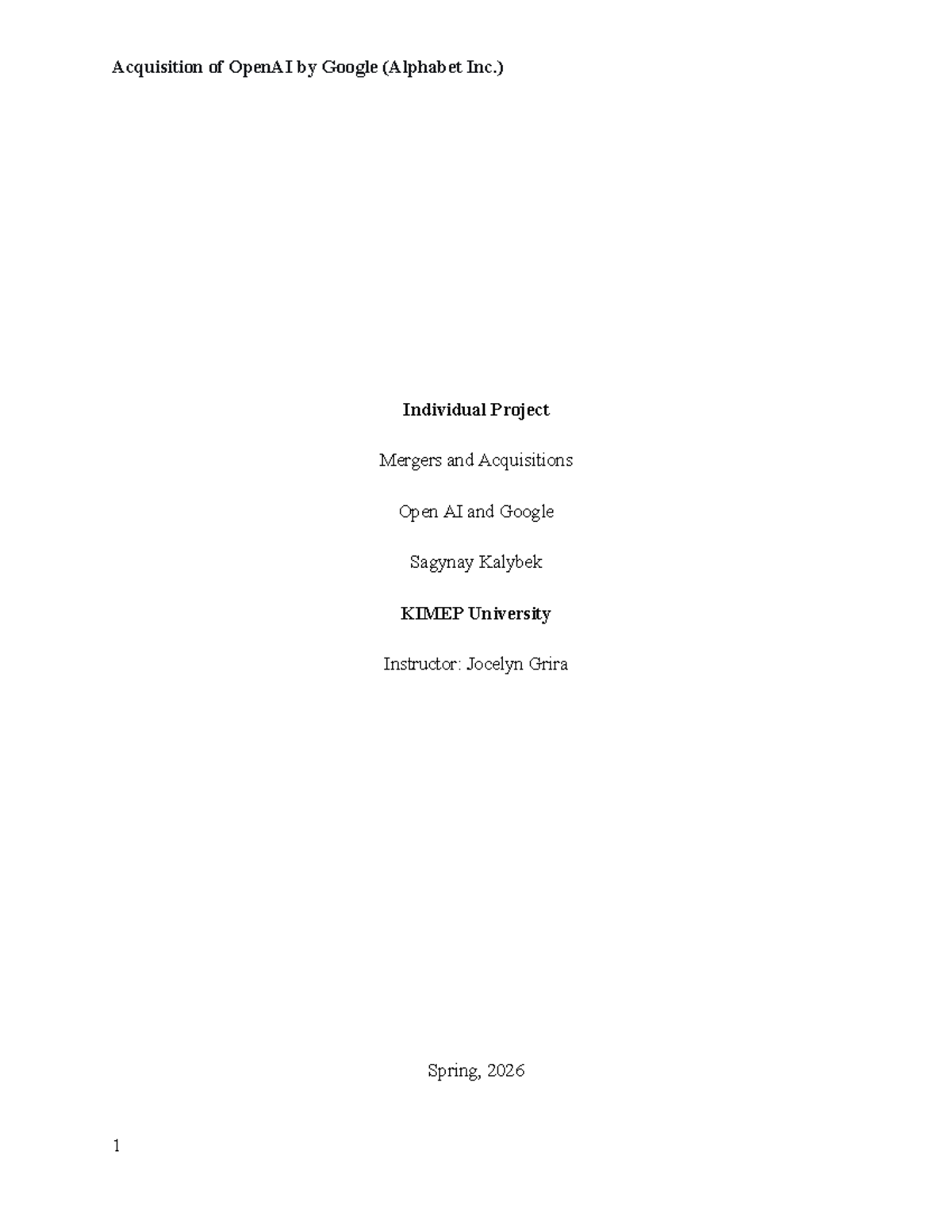 Acquisition of OpenAI by Google (Alphabet Inc.) - M&A Project Analysis ...