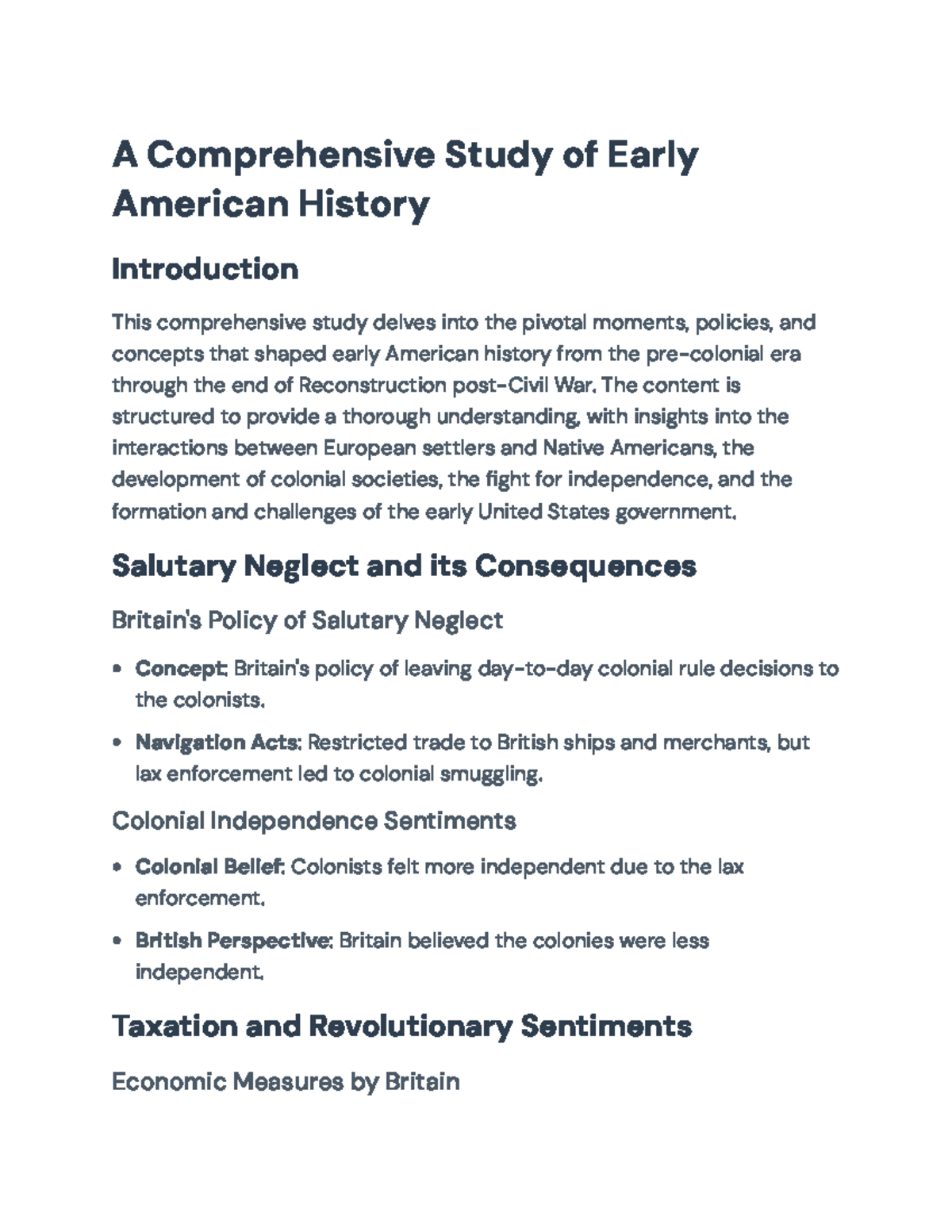 A Comprehensive Study of Early American History: Key Events & Themes ...
