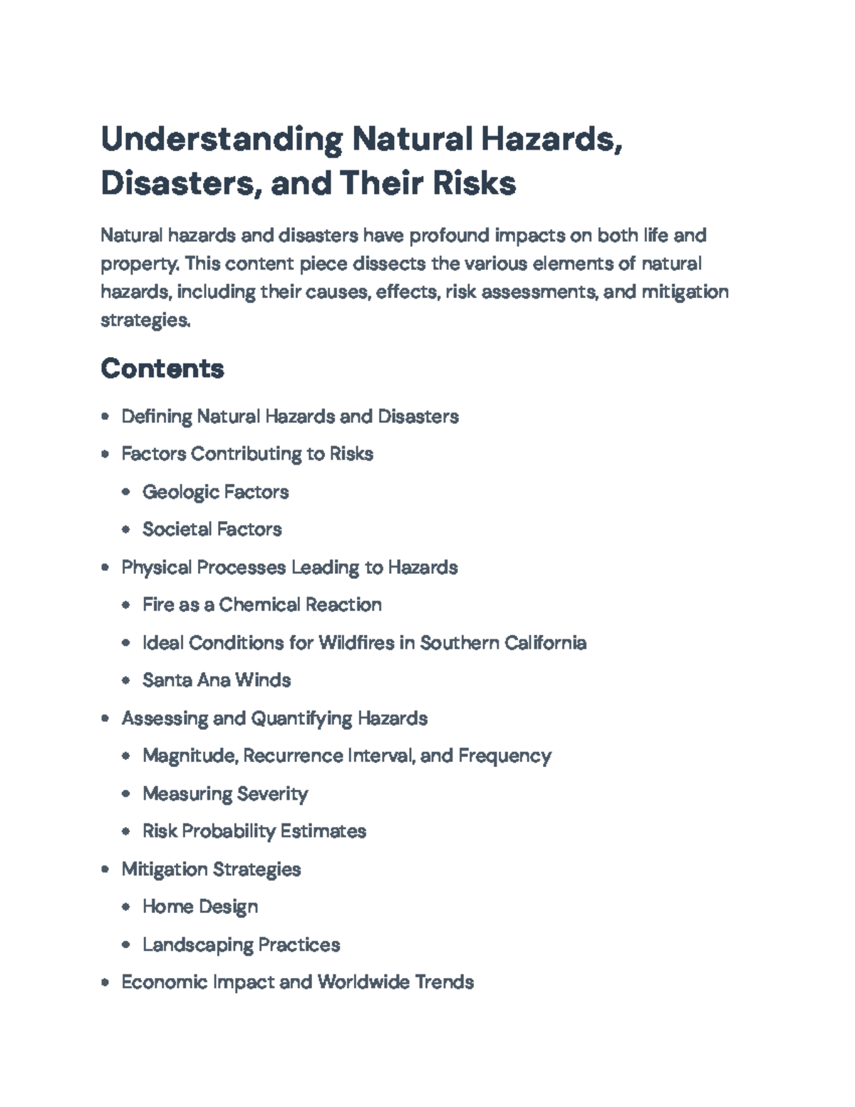 Understanding Natural Hazards & Disasters: Risks & Mitigation Strategies - Studocu