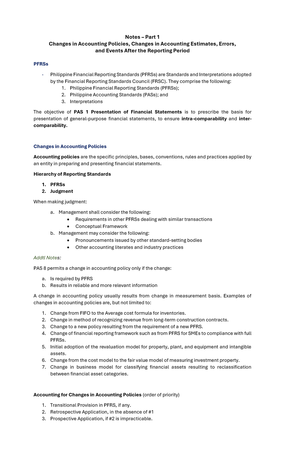 PFRS Notes Part 1: Accounting Policies, Estimates, Errors & Events ...