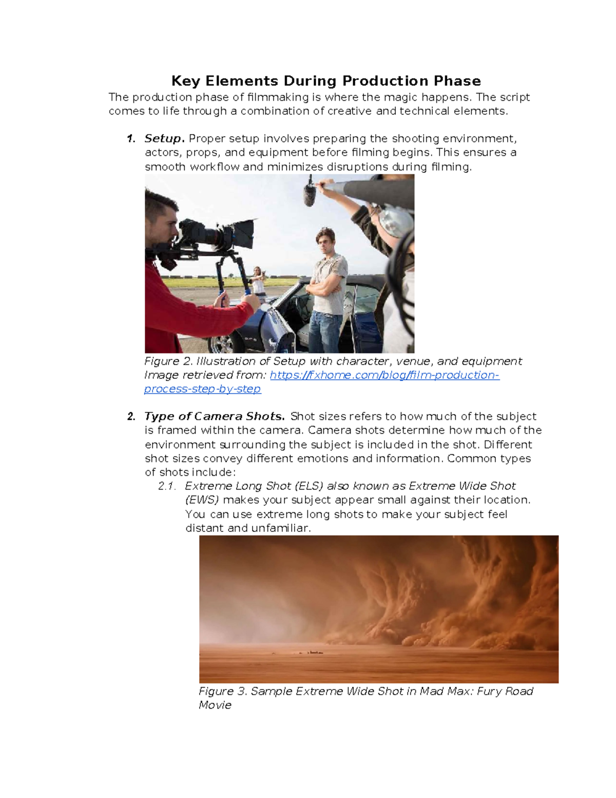 Key Elements in Filmmaking Production Phase (CIN101) - Studocu