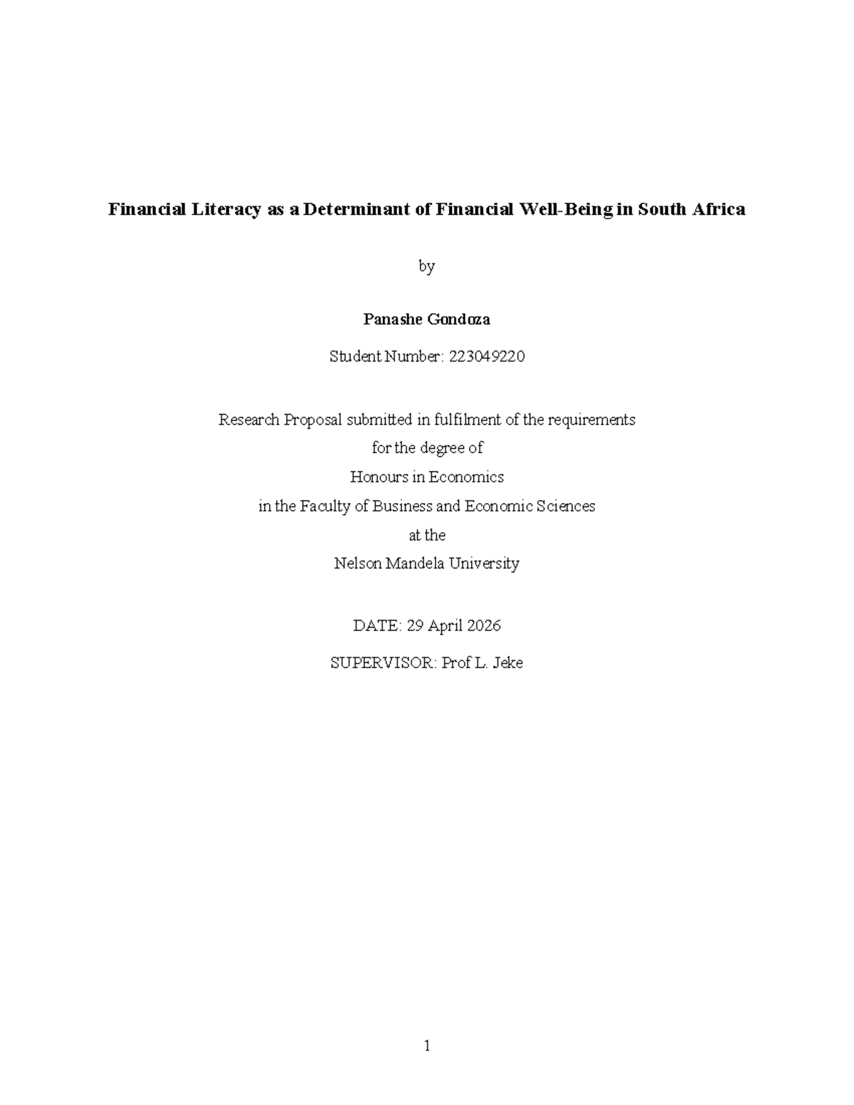 Financial Literacy and Its Impact on Financial Wellbeing in South ...