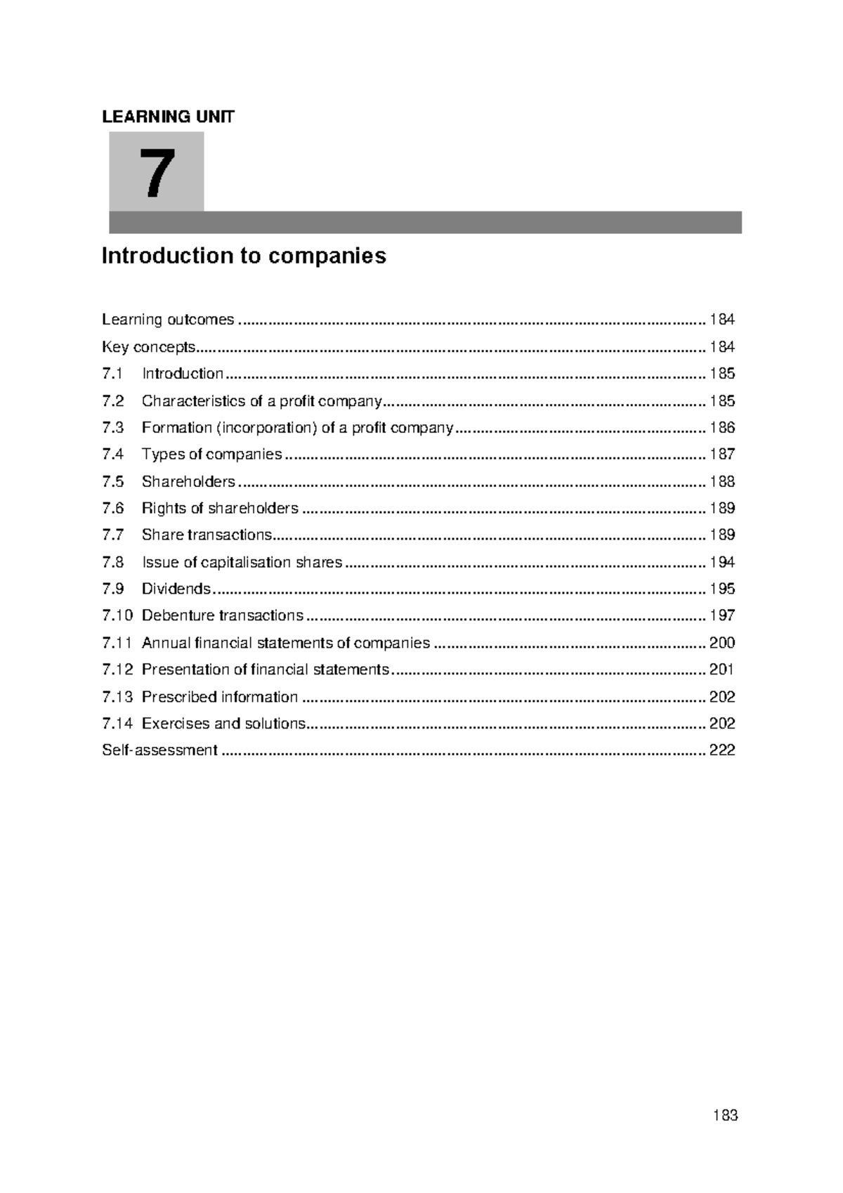 Study Unit 7: Introduction to companies and financial statements - Studocu