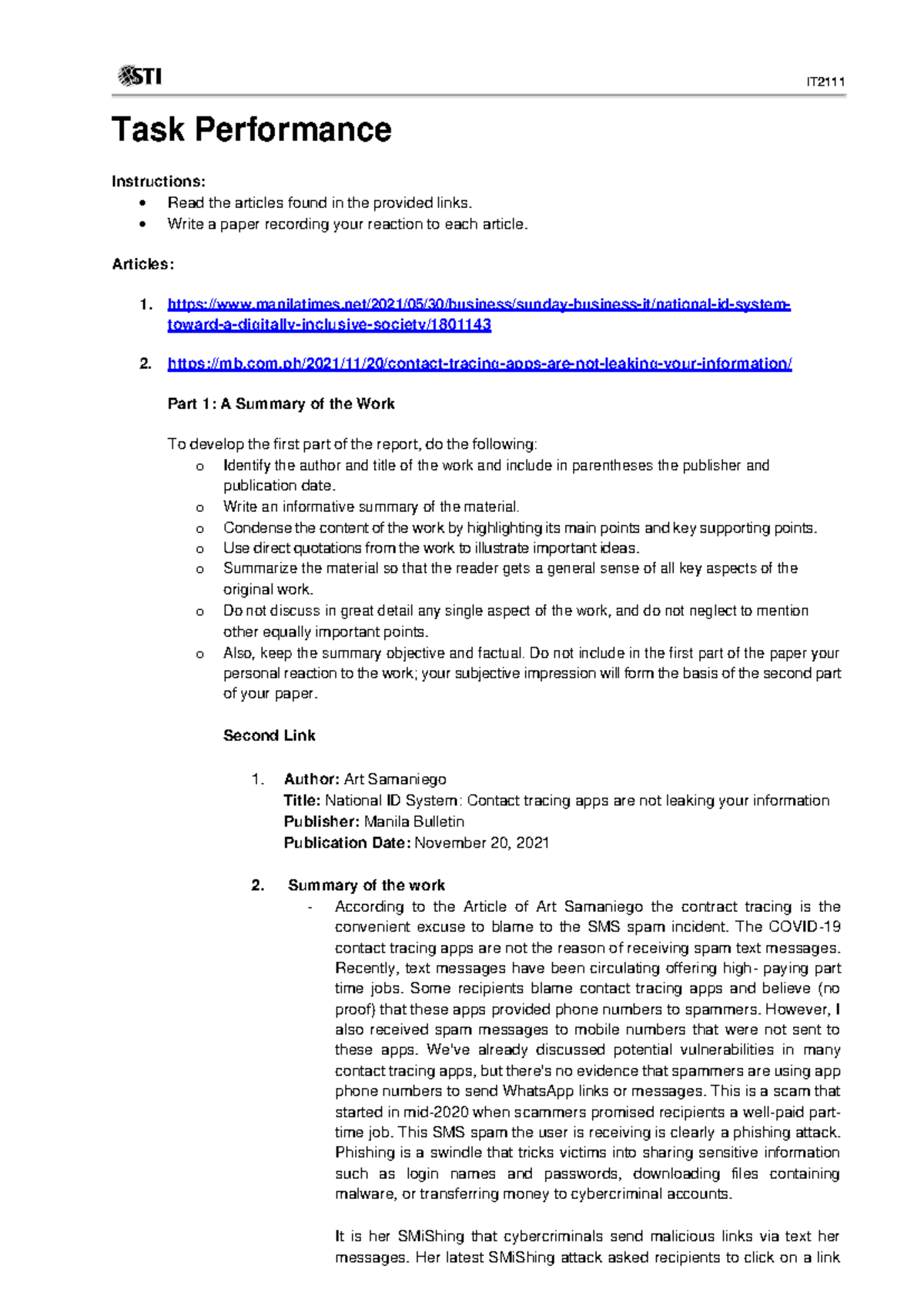 07 TP 01 BA - Essay on IT Article Reaction and Business Ethics - Studocu