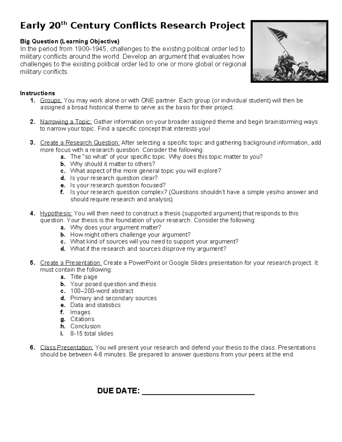 Research Project on 20th Century Conflicts: 1900-1945 Analysis - Studocu