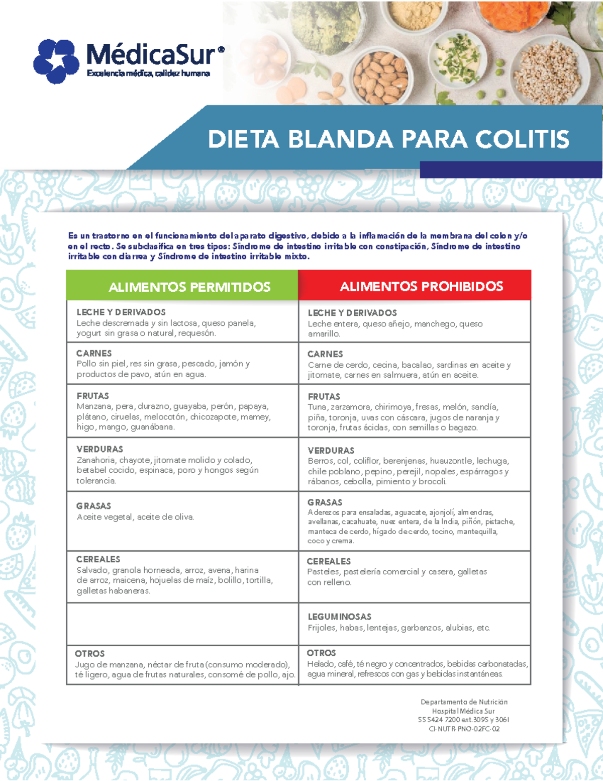 Dieta Blanda para Colitis: Alimentos Permitidos y Prohibidos - Studocu