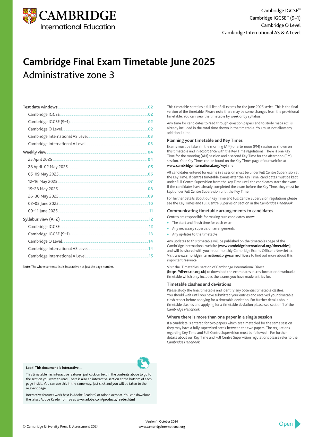 **Final Exam Timetable for Cambridge (Zone 3) - June 2025** - Studocu