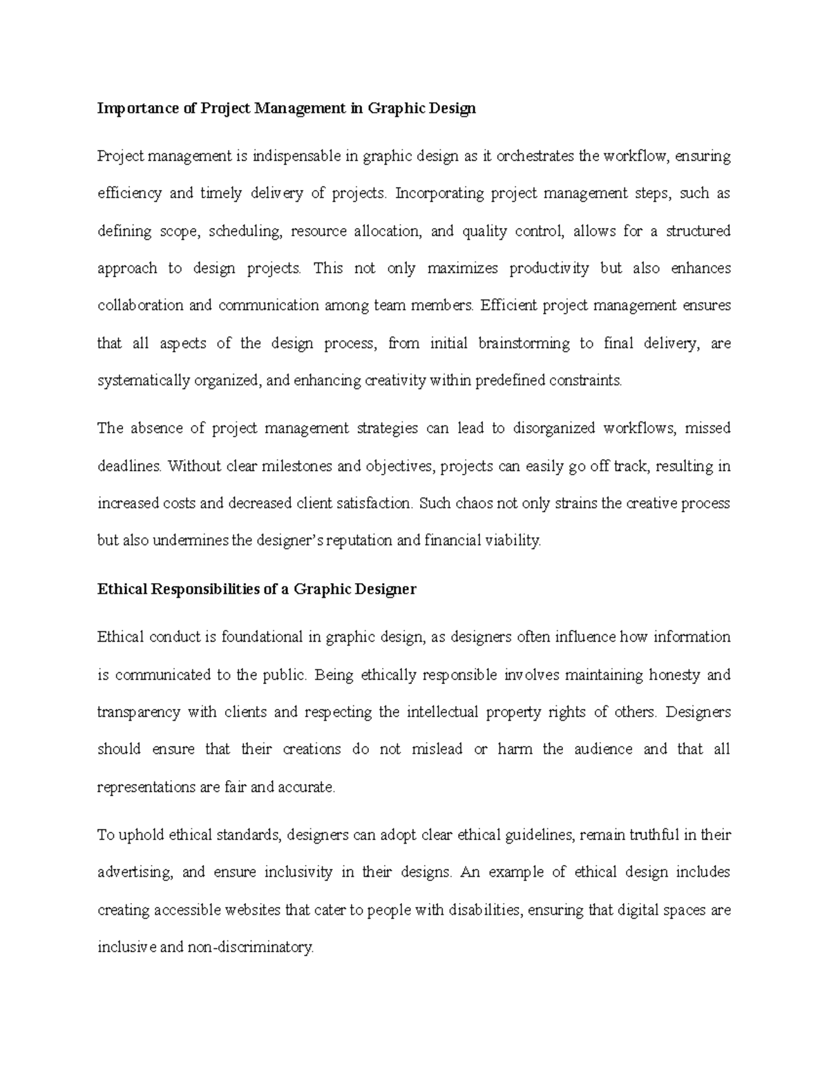 Graphic Design Project Management (Week #8 Assignment) - Studocu