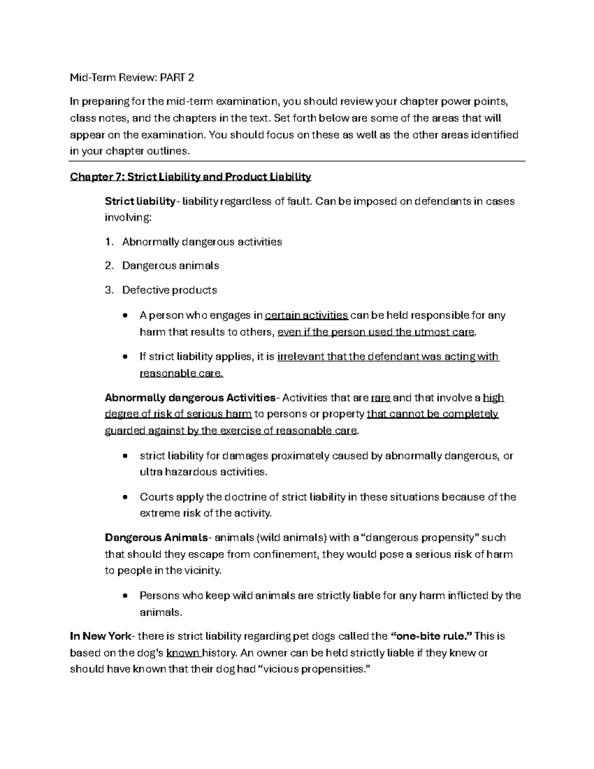 Midterm Review: Business Law - Contracts & Liability Concepts - Studocu
