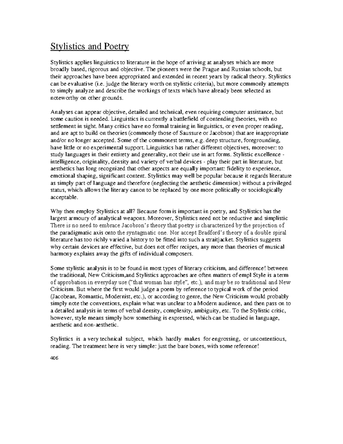 53 Stylistics and Poetry-1Ko - Stylistics and Poetry Stylistics applies ...
