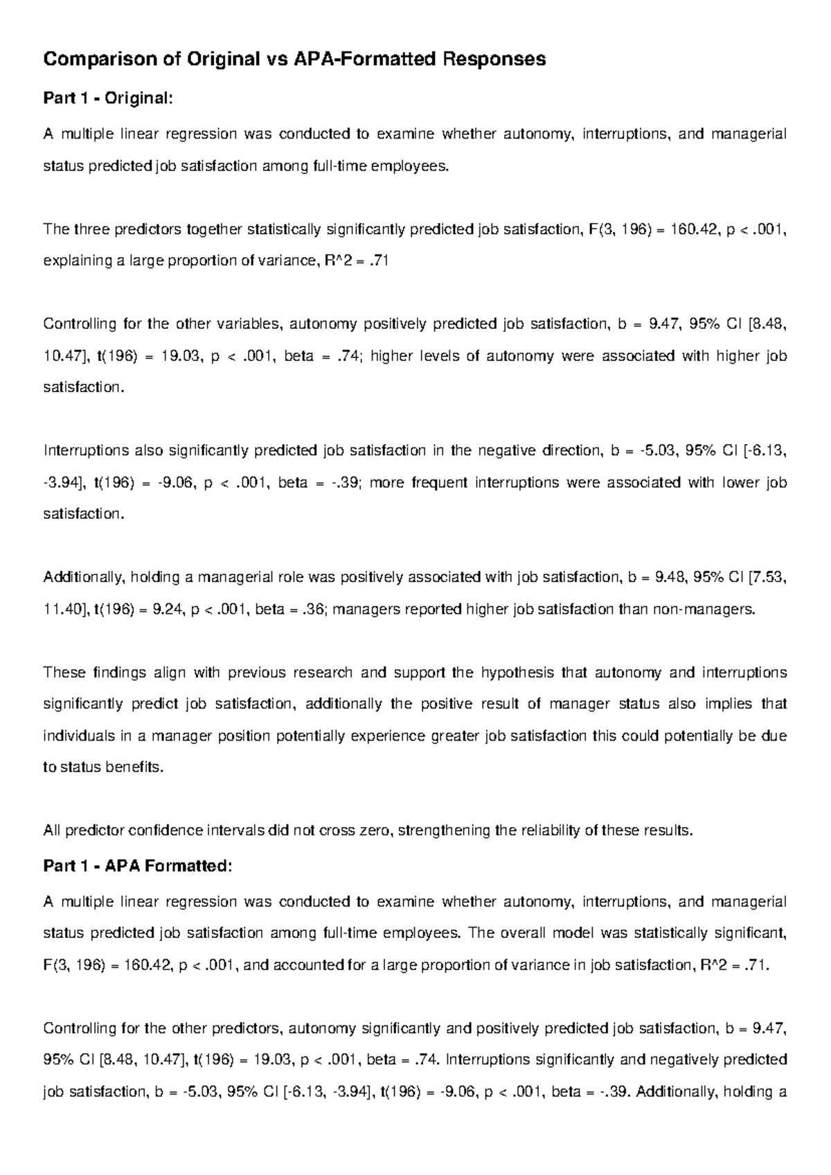 APA Comparison Report: Autonomy, Trust & Job Satisfaction Analysis ...