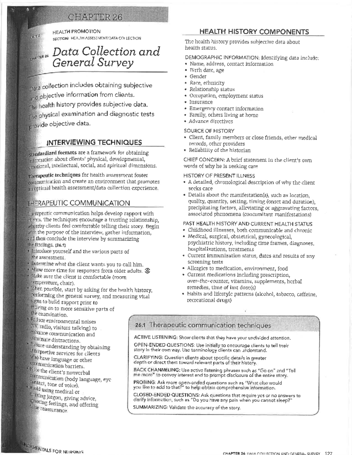 CHAPTER 26 HEALTH PROMOTION: HEALTH HISTORY COMPONENTS UNIT 2 - Studocu
