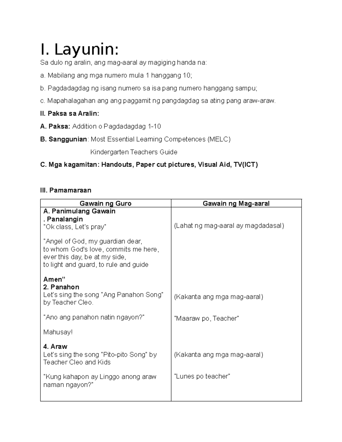 8. Addition - Comprehensive Kindergarten Lesson Plan (KINDER 101) - Studocu