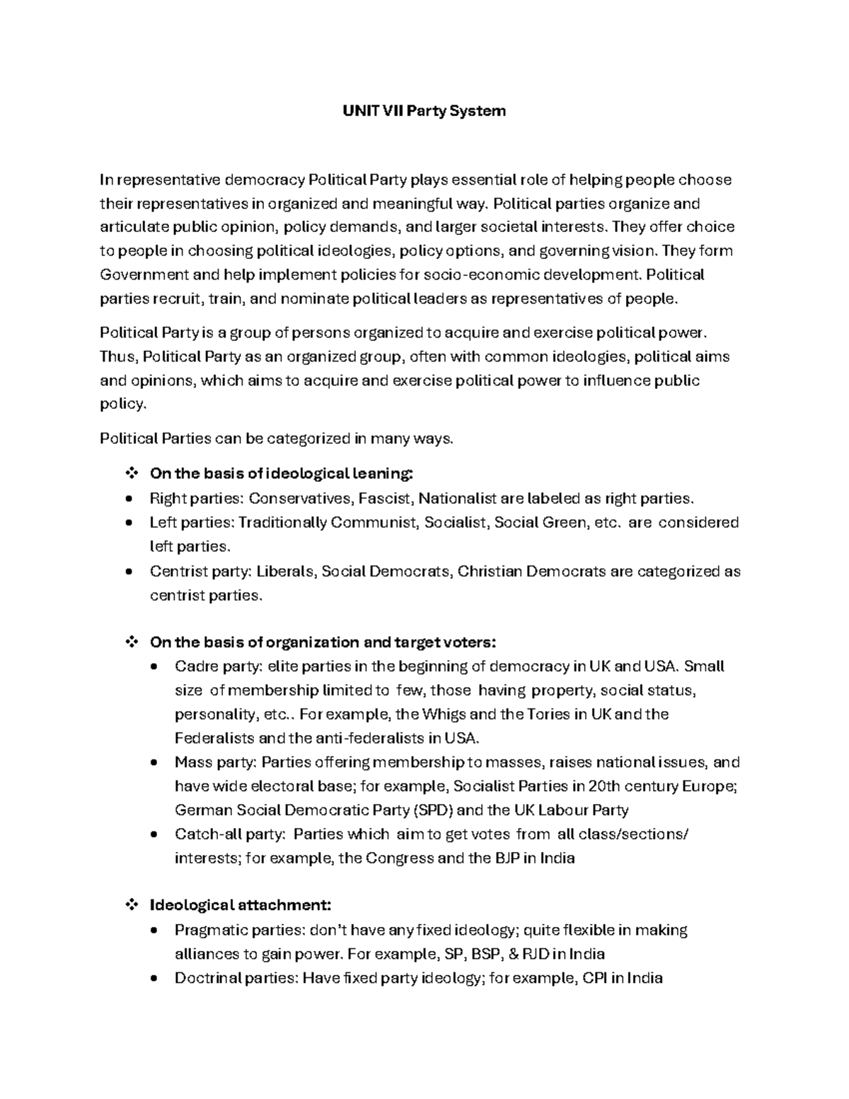 Comparative Politics Notes: Understanding Party Systems and Electoral ...