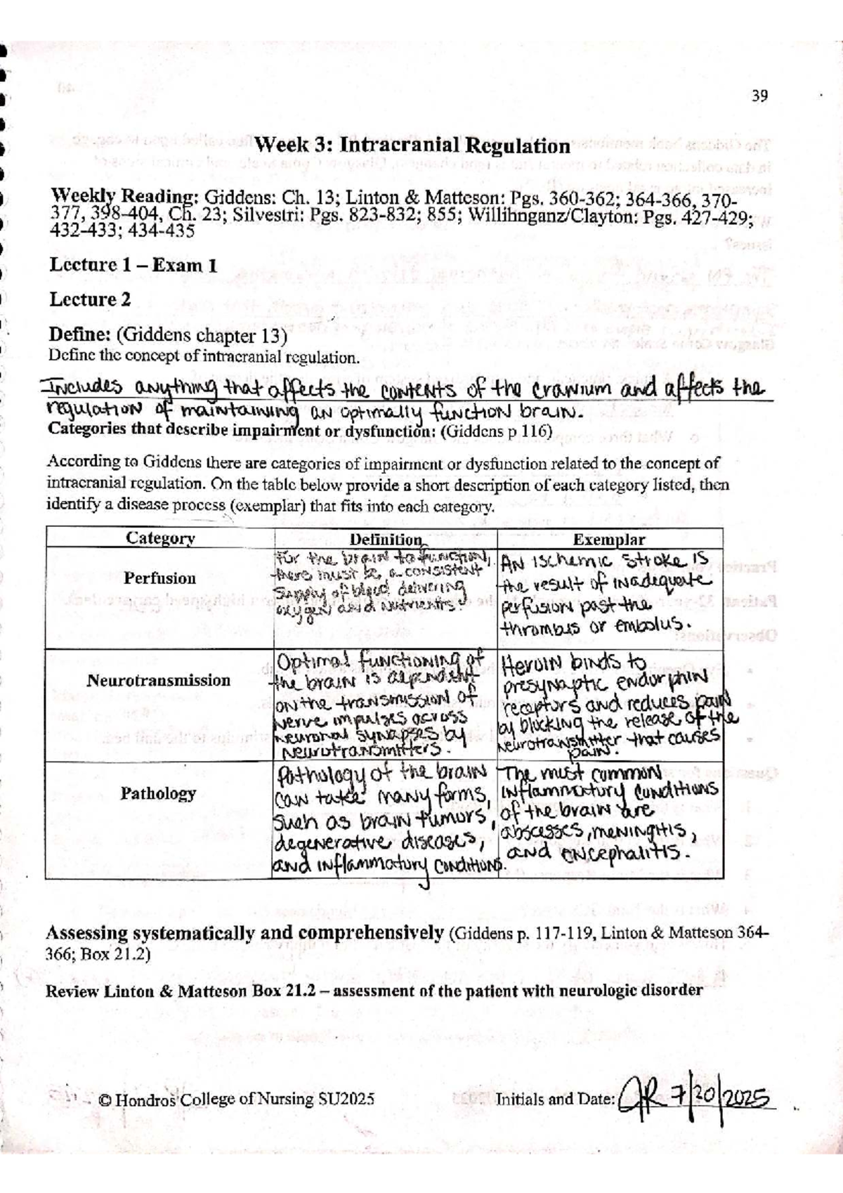 NUR 176 Week 3: Intracranial Regulation and GCS Assessment Notes - Studocu