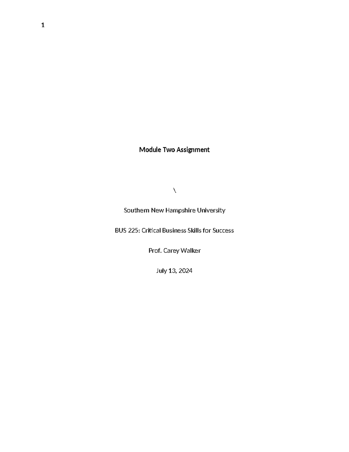 BUS225 Module Two Assignment - Module Two Assignment Southern New ...