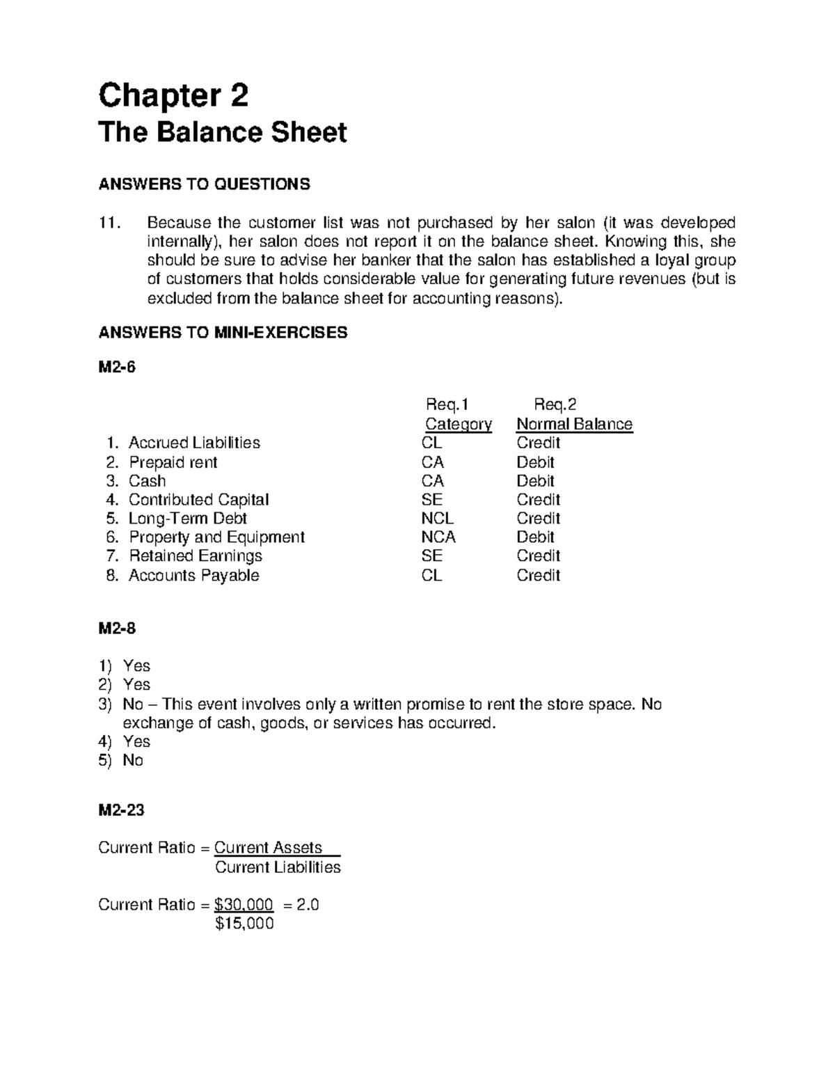 Chapter 2 Solutions to Recommended Practice - Chapter 2 The Balance ...