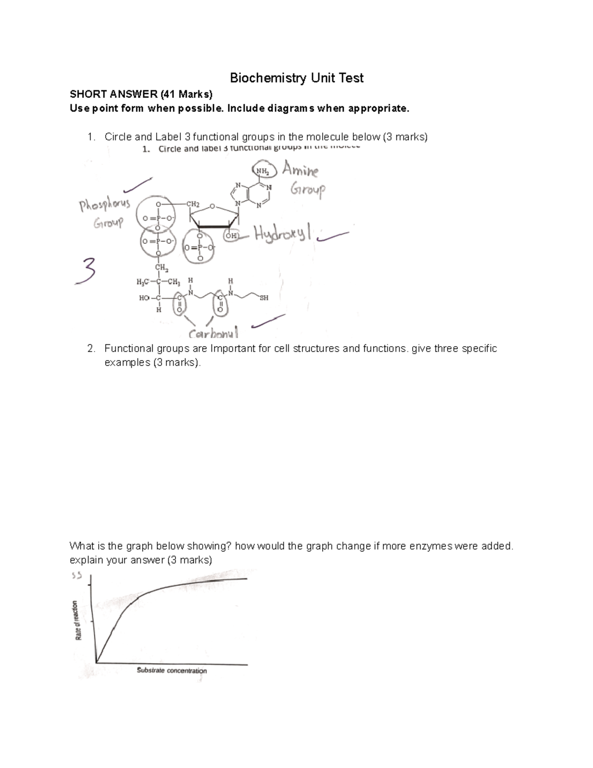 Biochem 101: Past Unit Test Problems & Key Concepts Review - Studocu