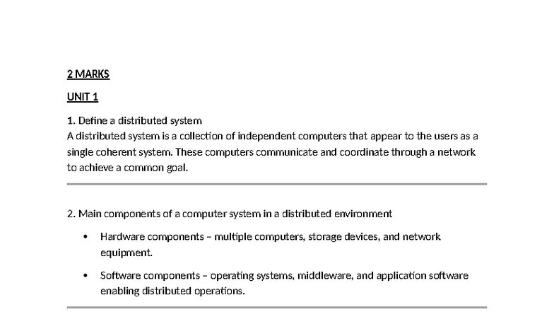 Dc Distributed Computing Unit 1 2 Overview And Key Concepts Studocu