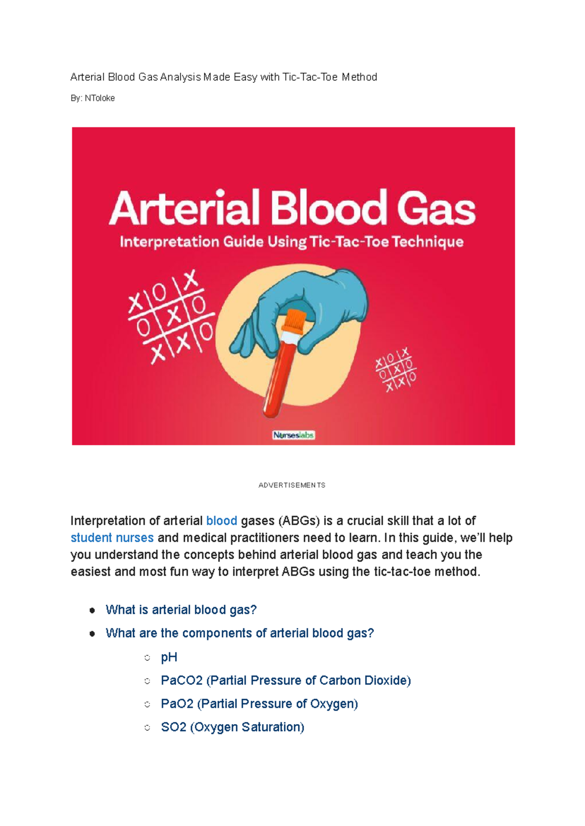 Understanding Arterial Blood Gas Analysis: The Tic-Tac-Toe Approach ...