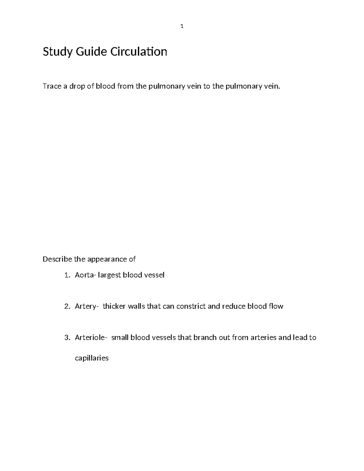 Study Guide Circulation, respiration, excretion 1 - Study Guide ...