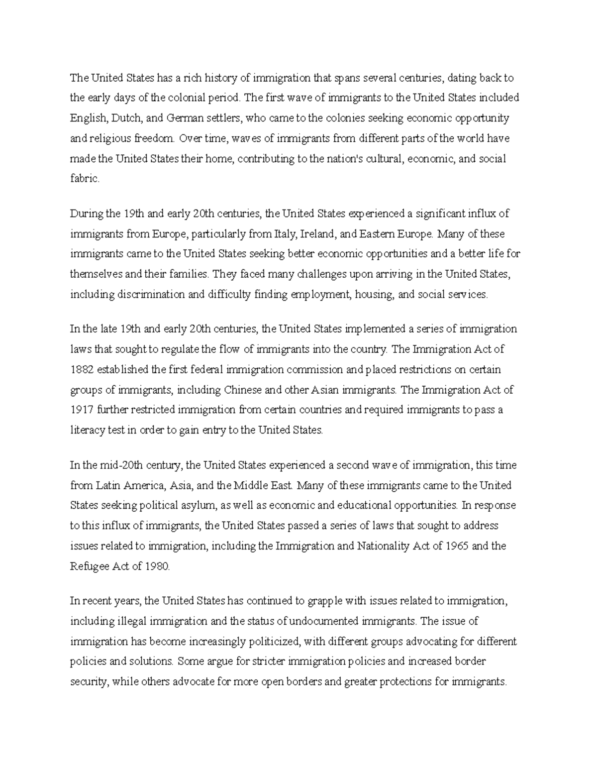 U.S. Immigration History: Key Insights & Notes - Studocu