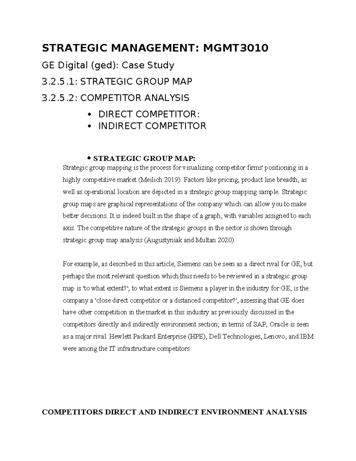 Strategic Management Case Study: MGMT - GE Digital Analysis - Studocu