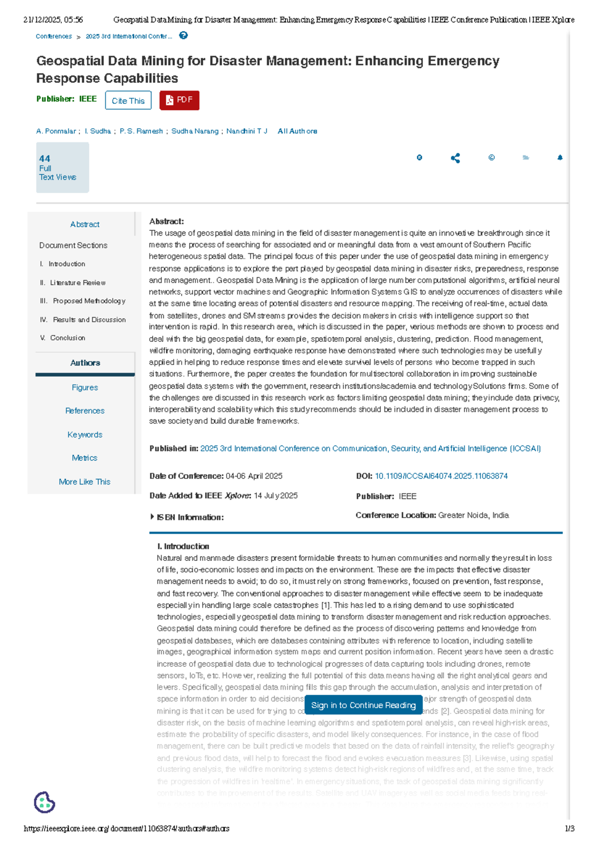 Geospatial Data Mining for Disaster Management: Enhancing Emergency ...