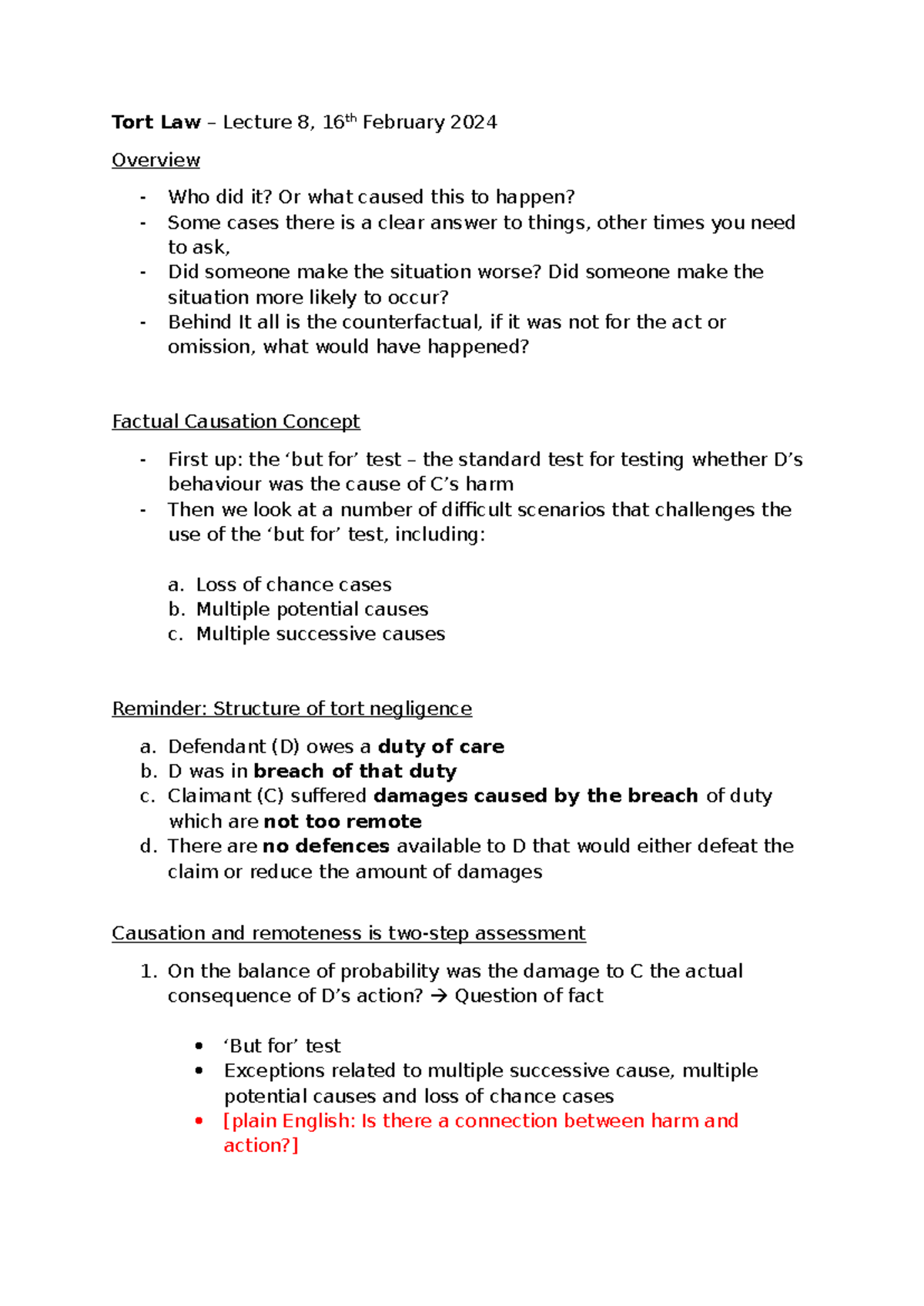 [Tort Law] Lecture 8: Understanding Factual Causation and Its ...