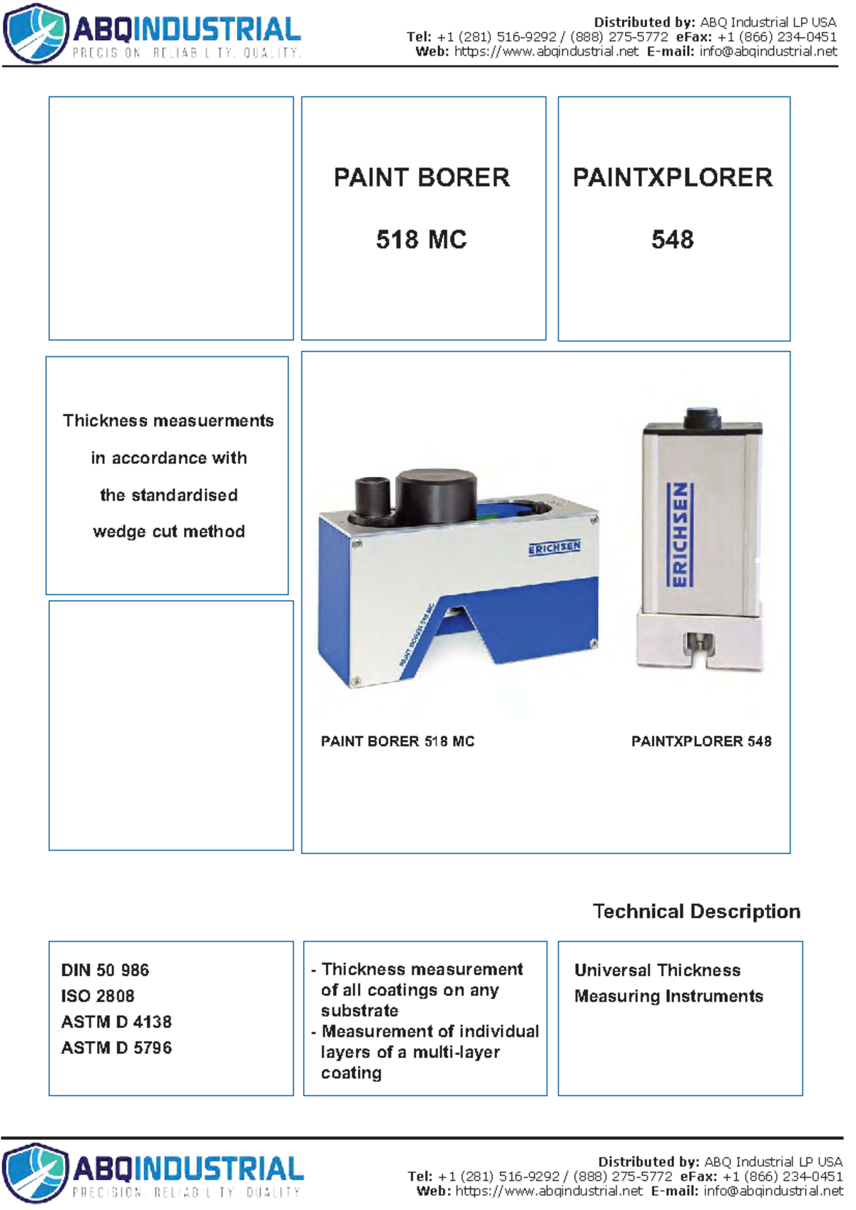 Erichsen Paint Borer 518 MC Data Sheet: Technical Overview and Specs ...