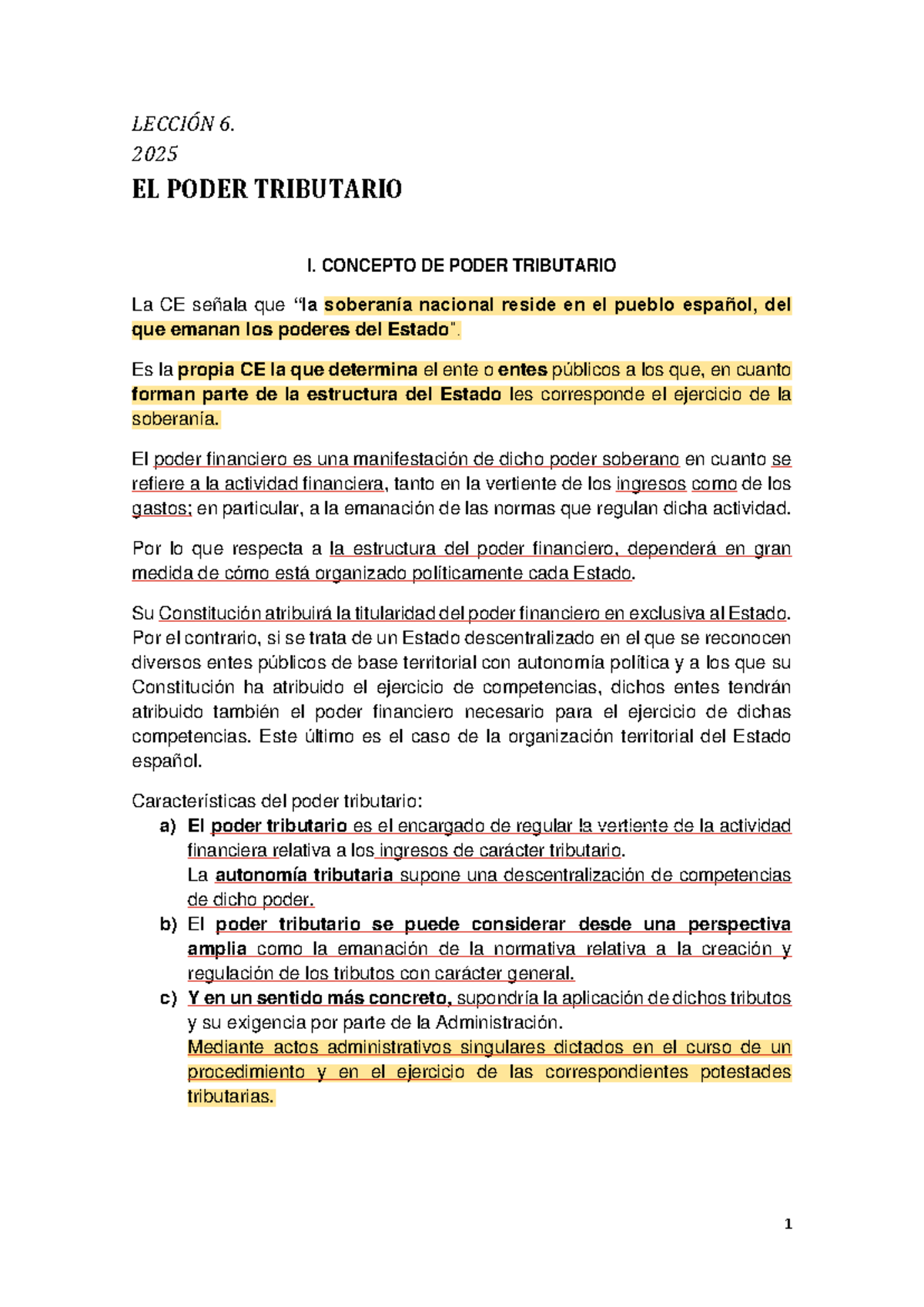 Lección 6: El Poder Tributario en España y su Estructura - Studocu