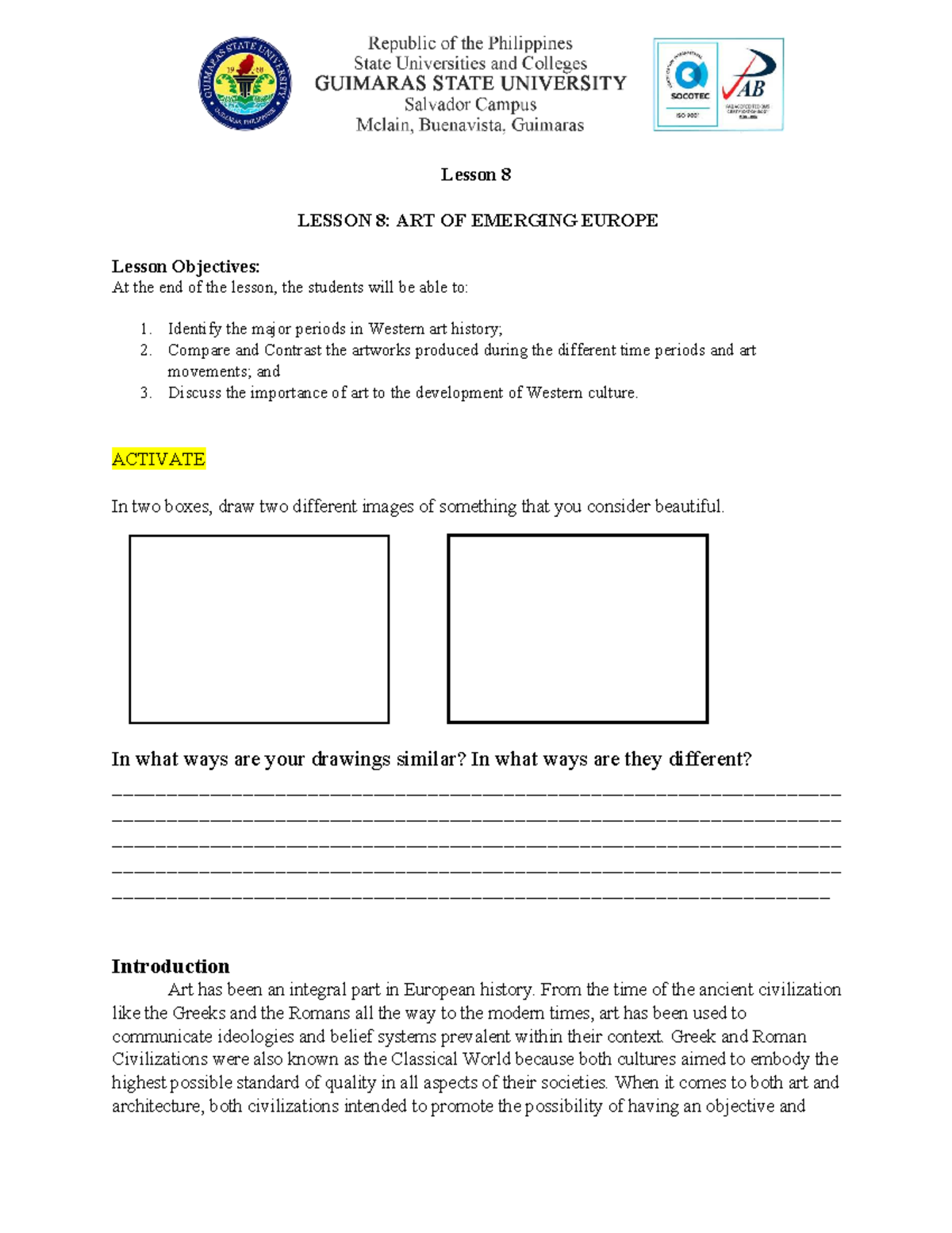 Lesson 8: Art of Emerging Europe - Key Periods and Movements - Studocu