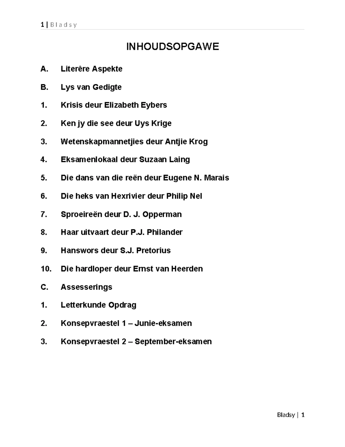 Graad 12 Afrikaans HL Final Exam Study Guide: Gedigte Analyzed - Studocu