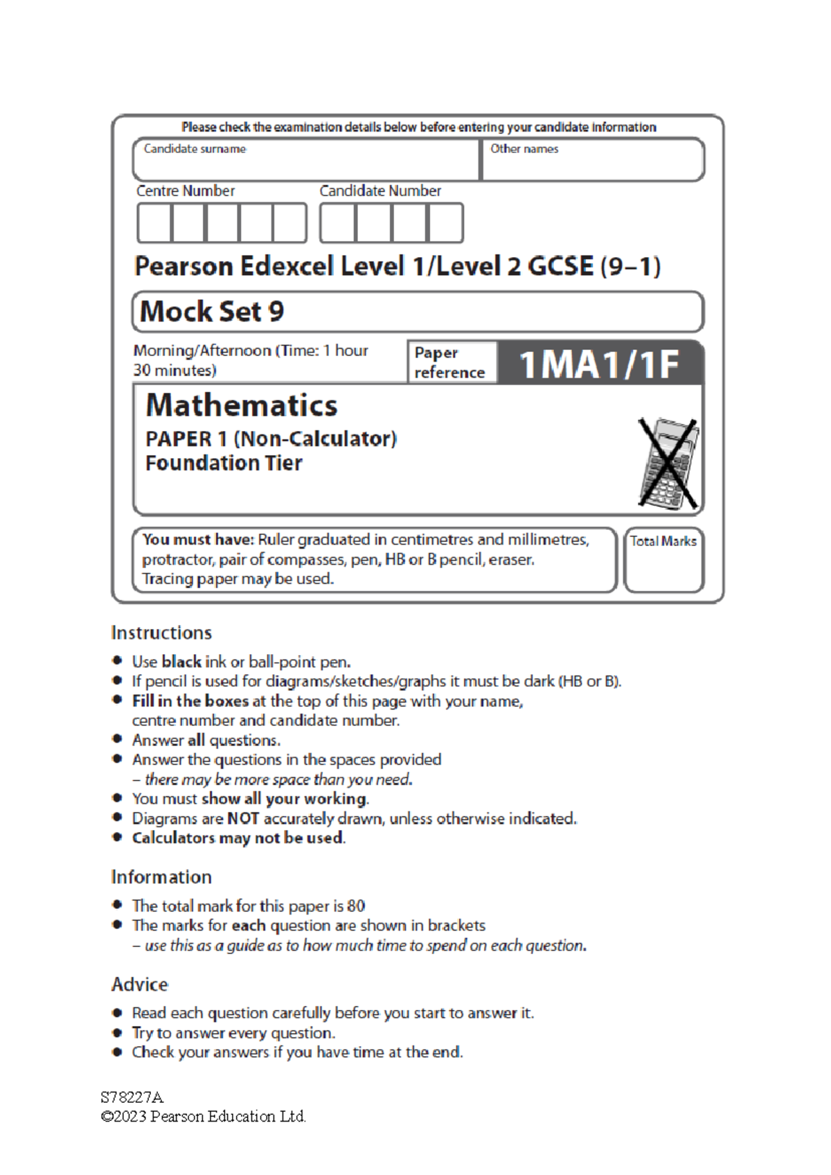 Mock Set 9 Mathematics Exam Questions - S78227A - Studocu Mock Set 9 Mathematics Exam Questions - S78227A - Studocu