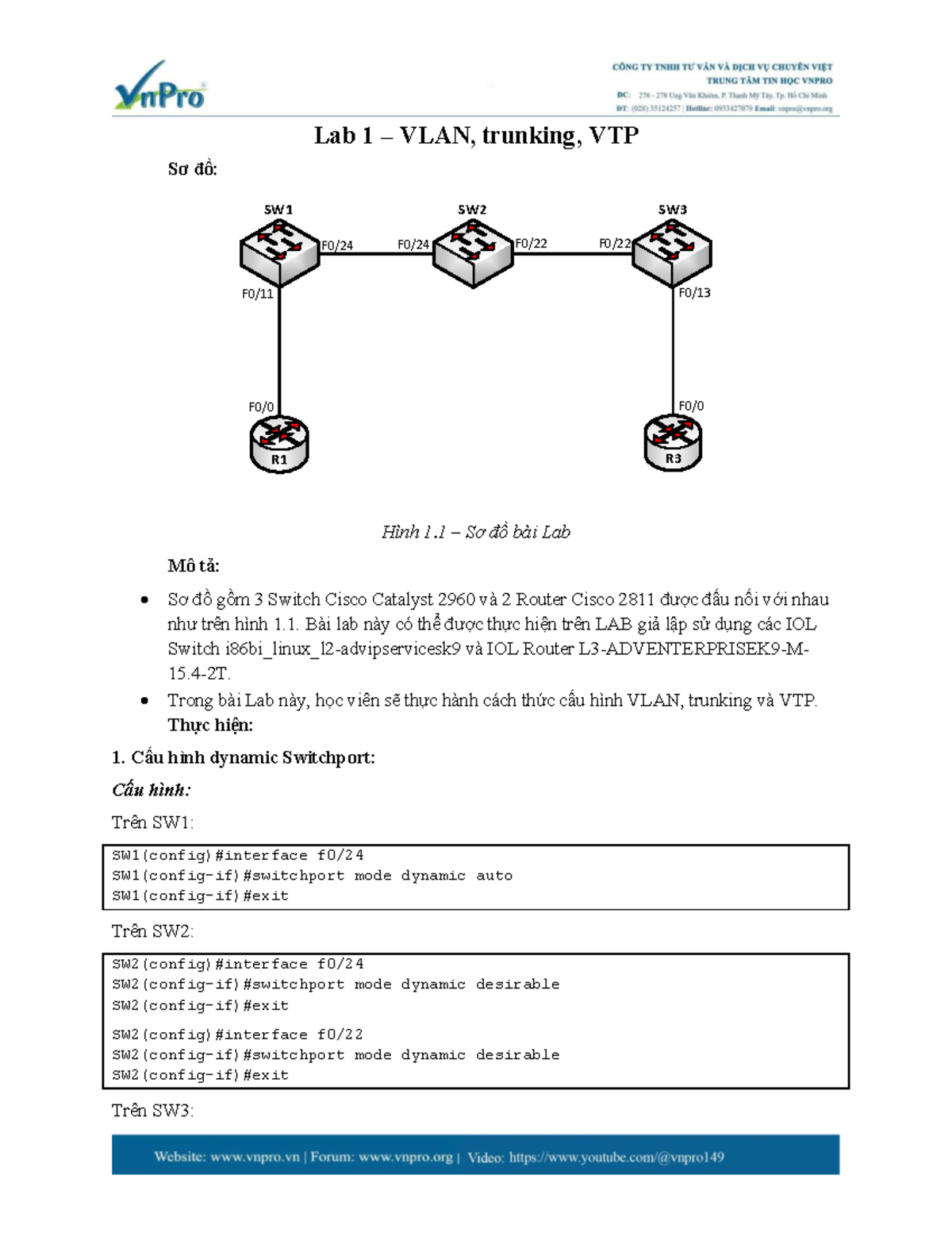 Lab 1: VLAN, Trunking, and VTP Configuration Guide - Studocu