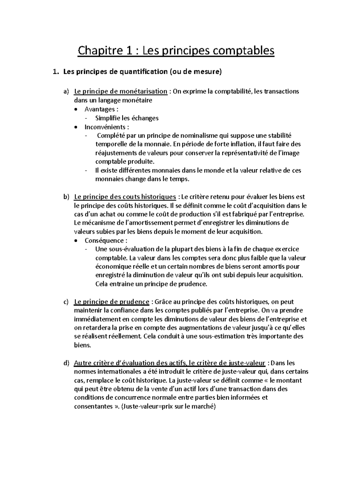 Chapitre 1: Les Principes Comptables et Leur Application - Studocu