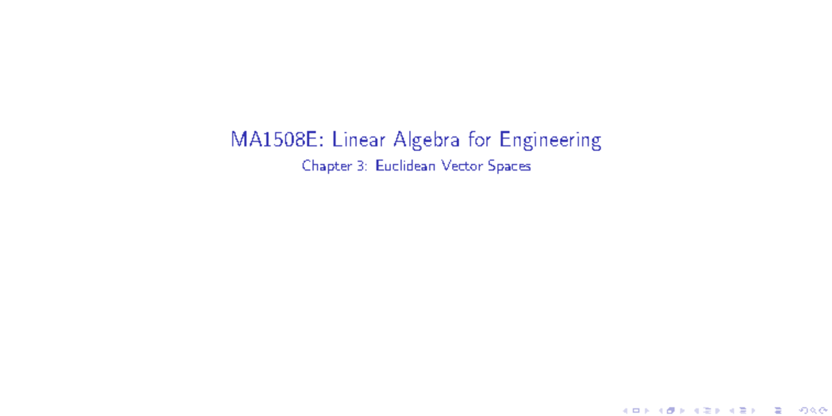 MA1508E: Linear Algebra for Engineering Chapter 3 - Euclidean Vector Spaces - Studocu