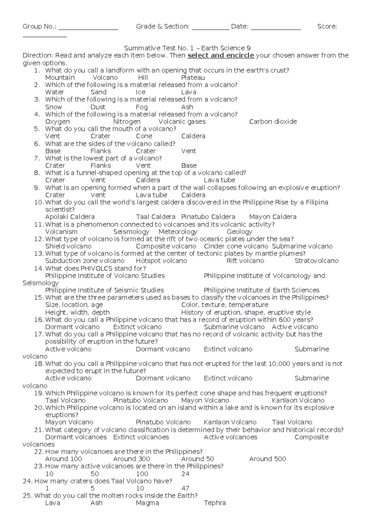 Earth and life science melcs - Grade Level : Grade 11/ Subject :EARTH ...